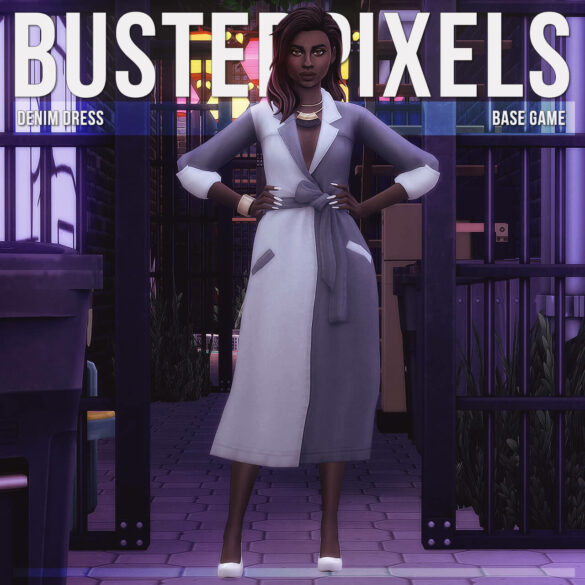 Sims 4 denim dress base game compatible base game - The Sims Game