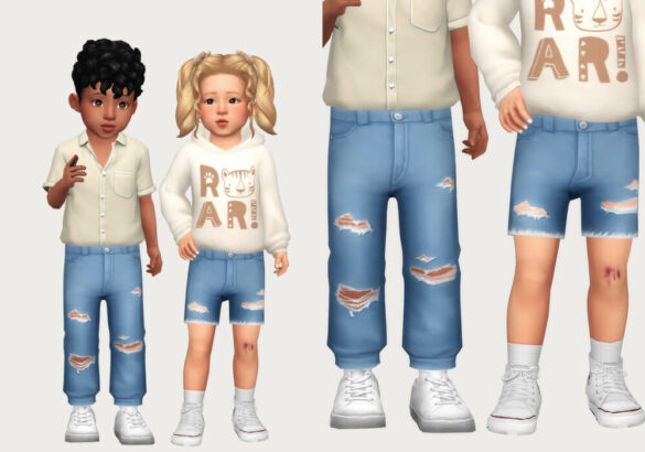 Sims 4 destroyed jeans distressed shorts - The Sims Game