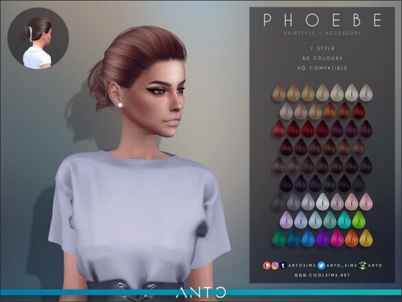 Sims 4 Phoebe Hair by Anto - The Sims Game