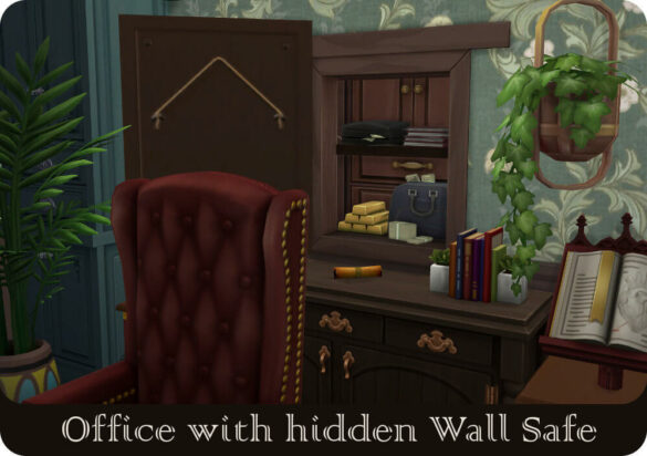 Sims 4 office with hidden wall safe room cc free - The Sims Game