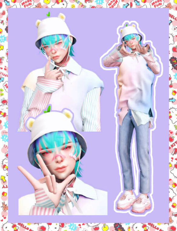 Sims 4 hair zaozzaa hat simbience glasses - The Sims Game