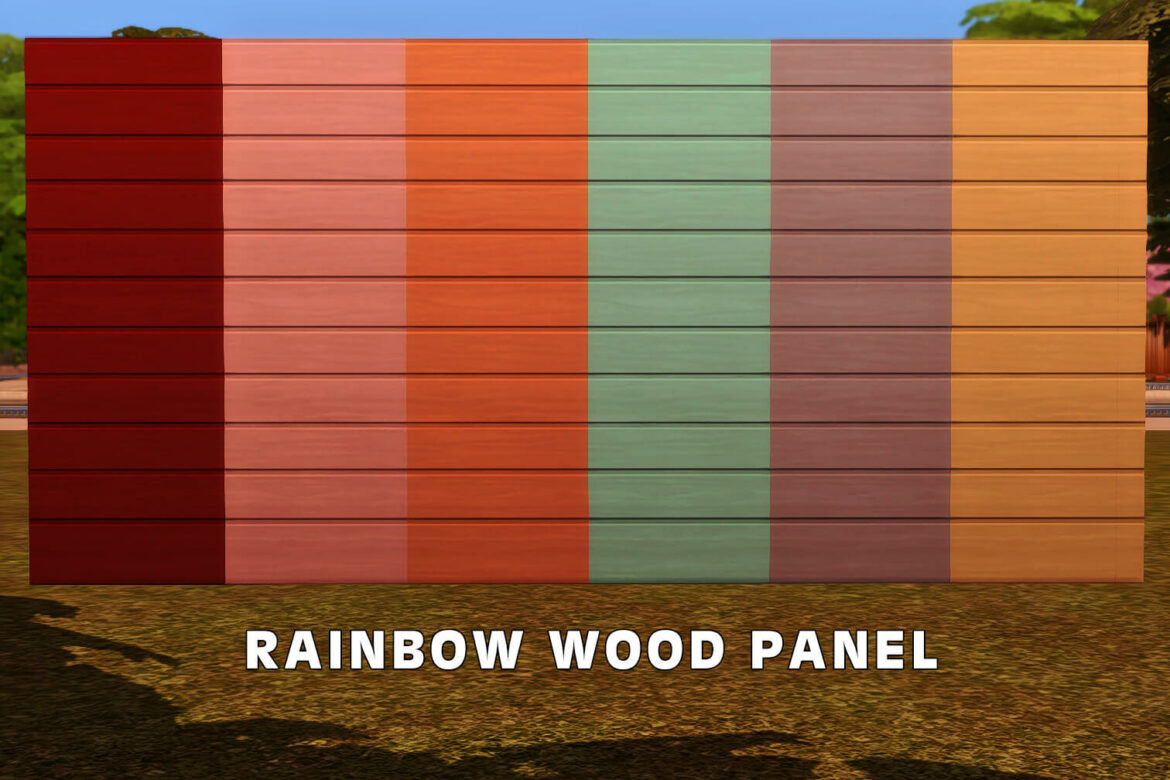 The Sims 4 rainbow wood panel basegame compatible - The Sims Game