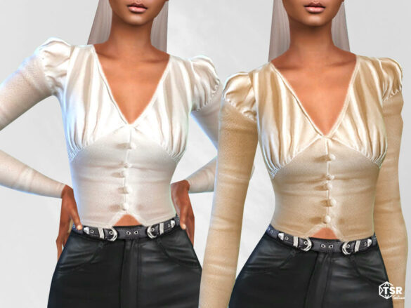 Mesh Classical Front Button Blouses - The Sims Game