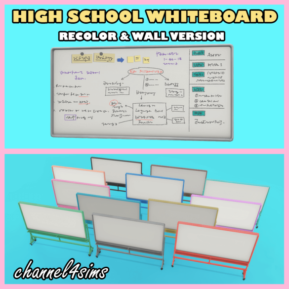 ts4 high school whiteboard recolor wall ver - The Sims Game