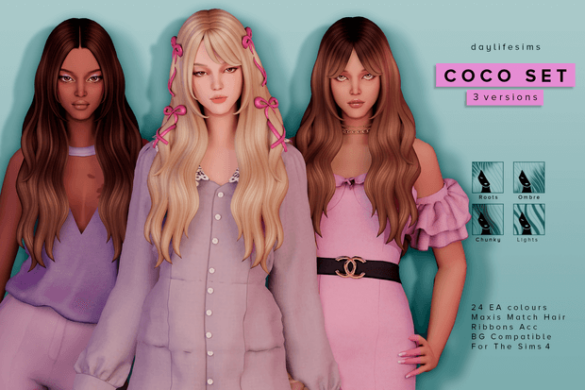 COCO HAIR SET - 3 versions - The Sims Game