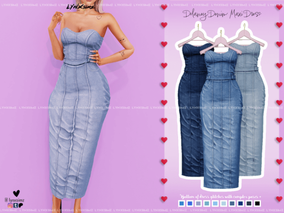 Delaney Denim Maxi Dress - The Sims Game